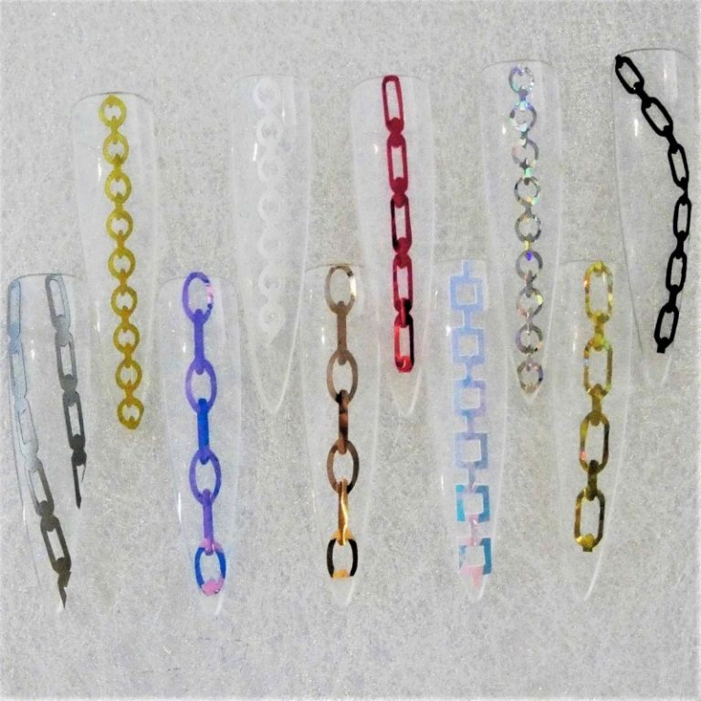 Chain Design Nail Art Stickers 10 Colour Choices 6 Design Styles 12 ...