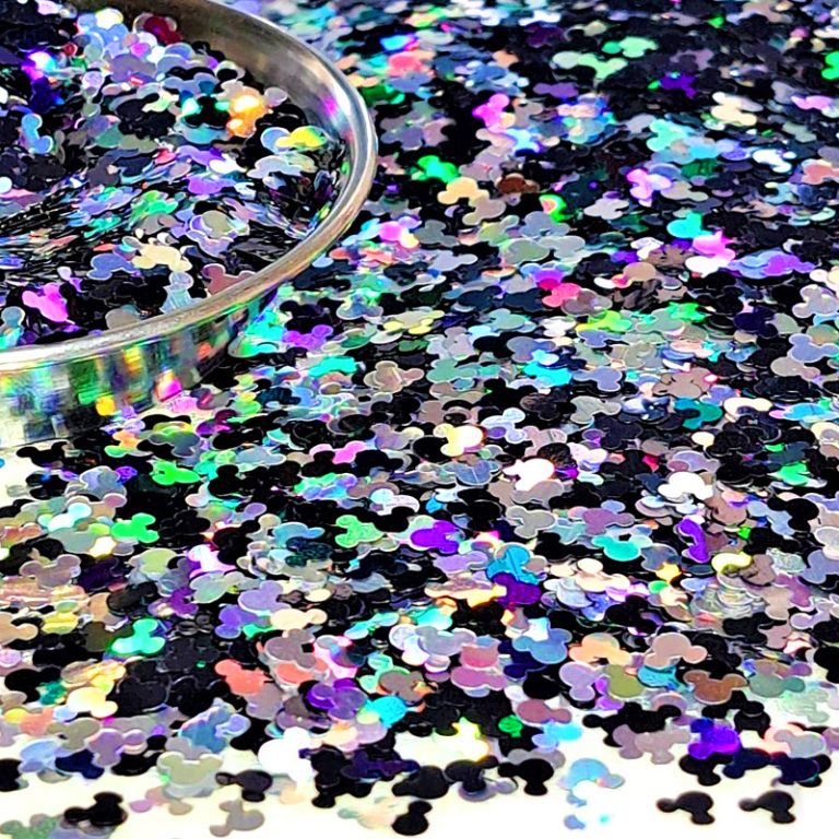 Mickey Mouse Head Shapes Silver And Black Holographic Mickey Mouse ...