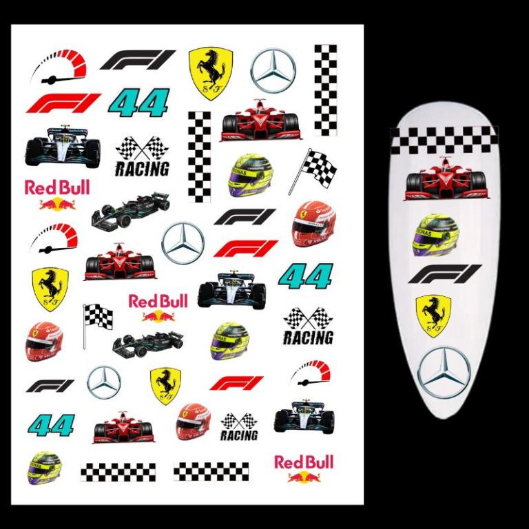 F1 Racing Water Slide Nail Decals, Formula 1 Nail Art Water Decals ...