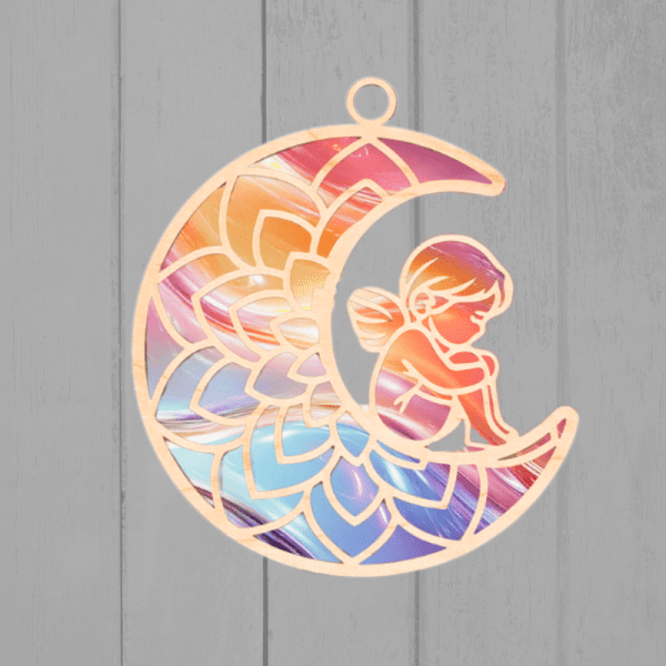 Baby Angel Resin Art Templates Angel Wood Cut Outs Half Moon Suncatcher ...