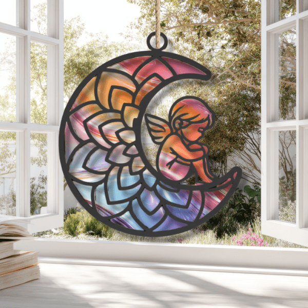 Baby Angel Resin Art Templates Angel Wood Cut Outs Half Moon Suncatcher ...